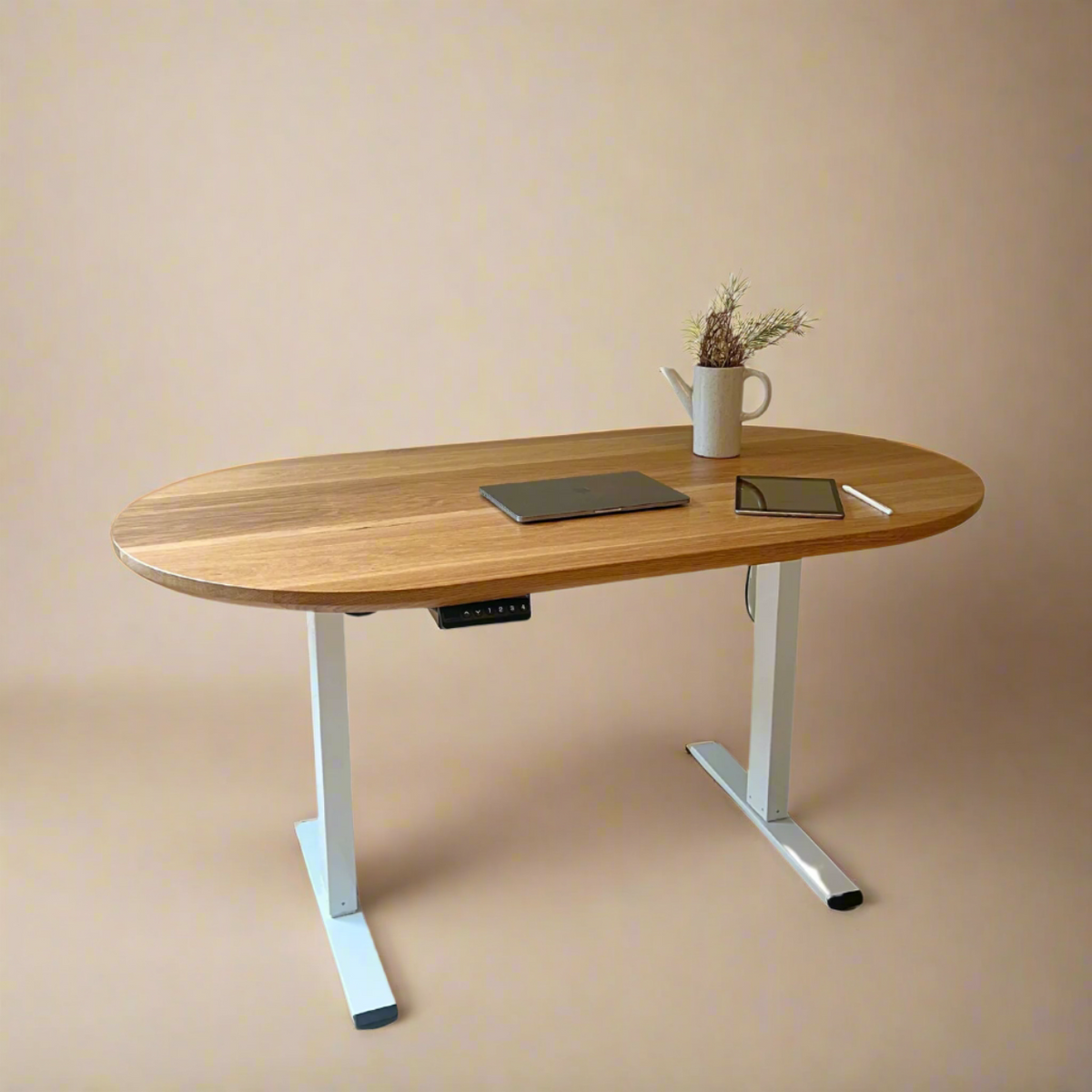 The Oblong Oval Standing Desk - Solid Wood, Adjustable, Customizable | ref.